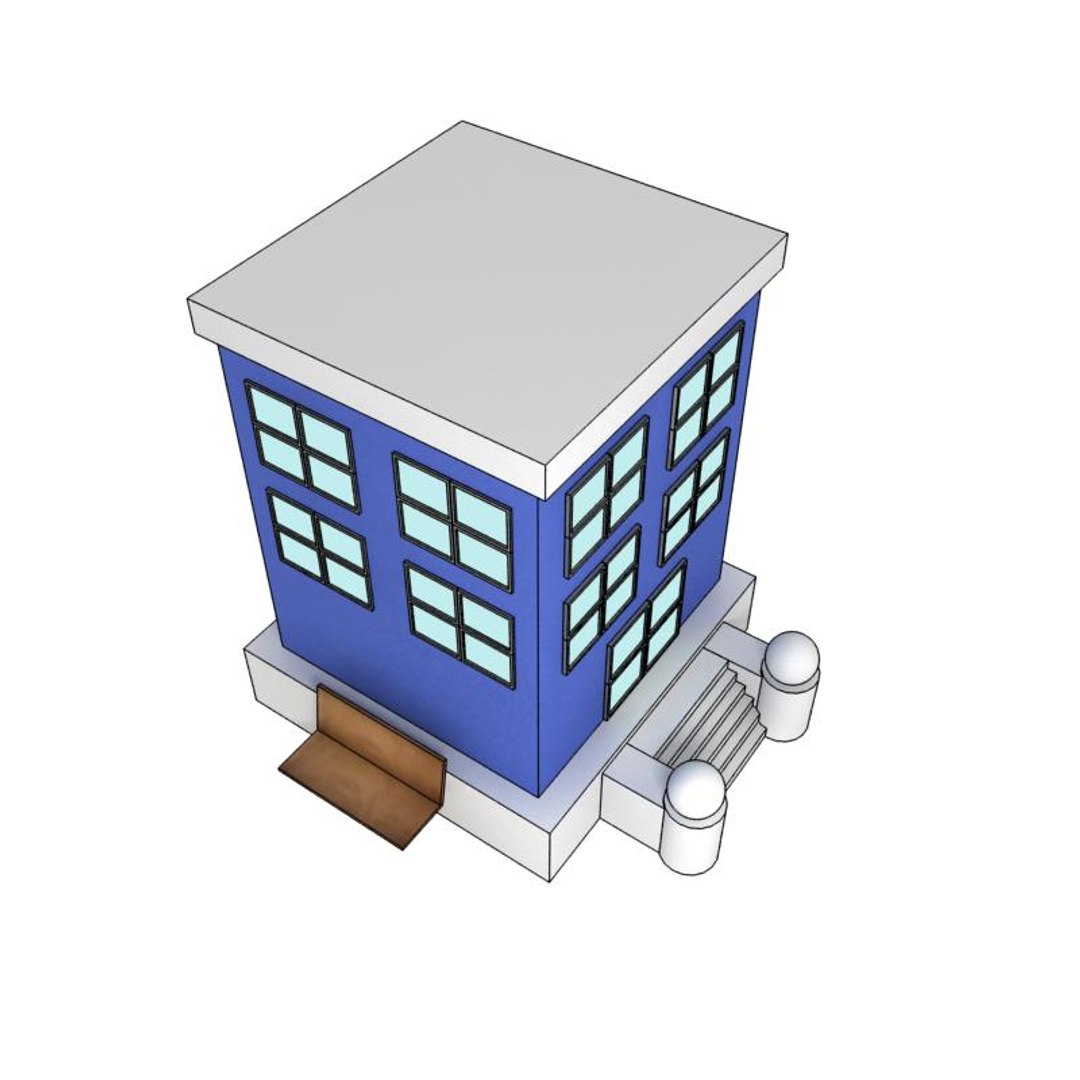 3d Cartoon Building Model