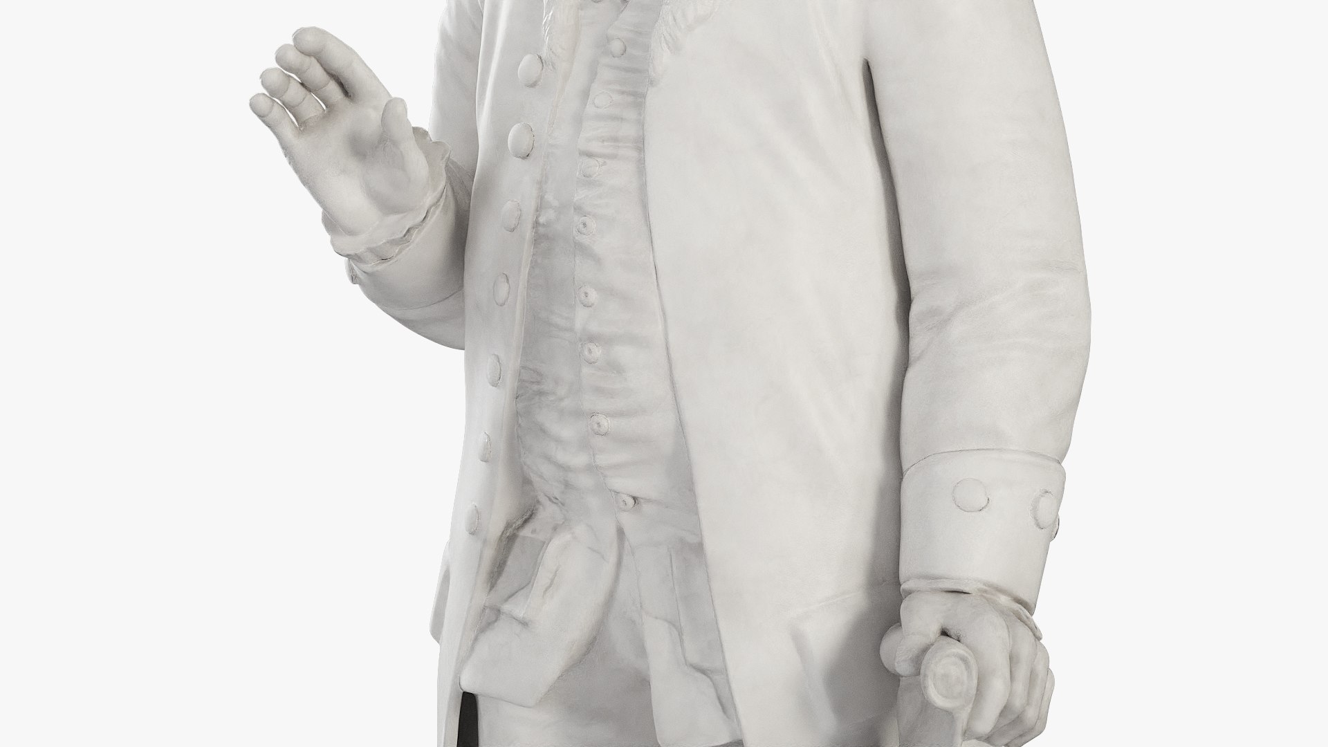 3D Model Benjamin Franklin Standing Statue Marble - TurboSquid 2406240