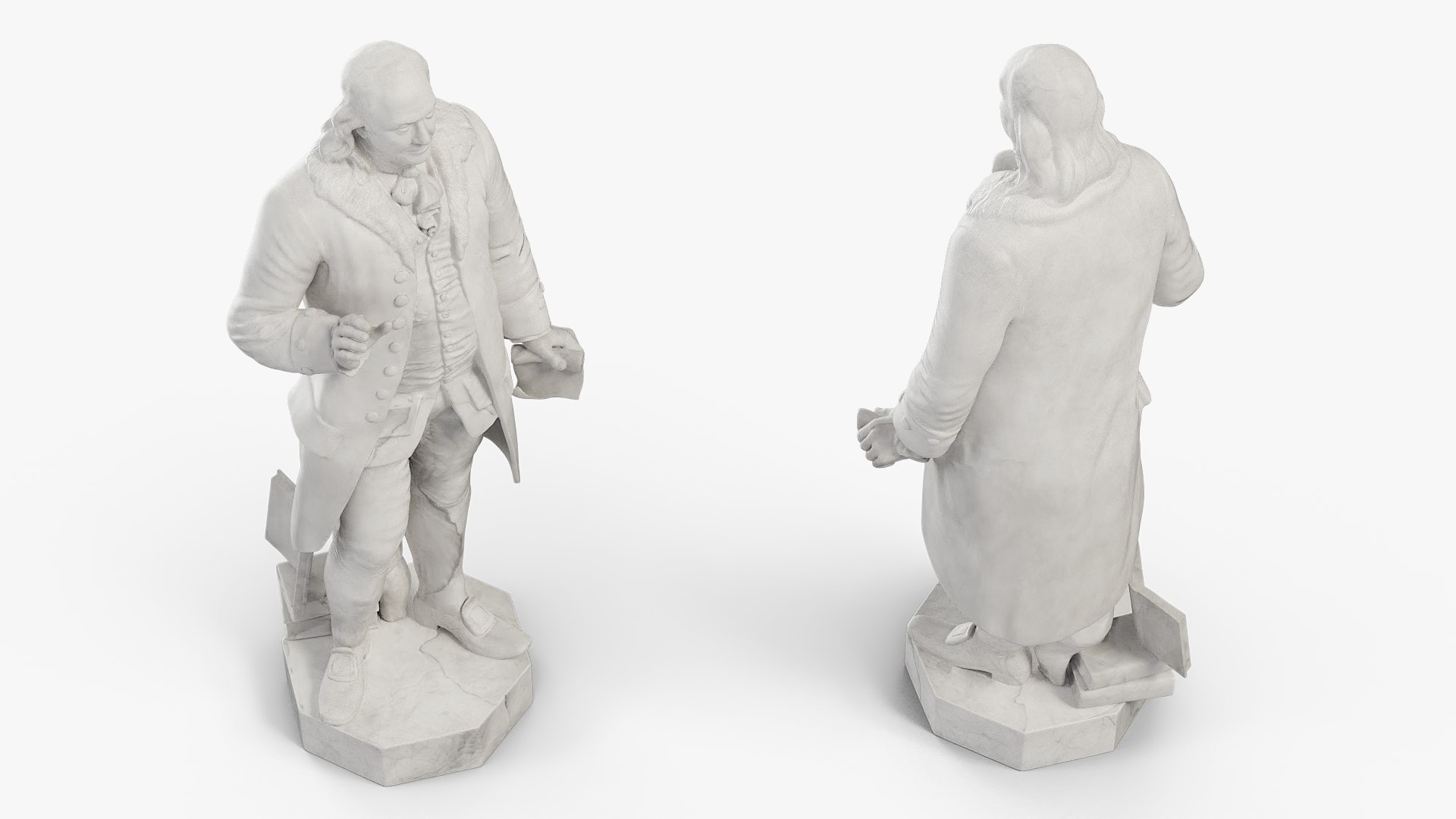 3D Model Benjamin Franklin Standing Statue Marble - TurboSquid 2406240