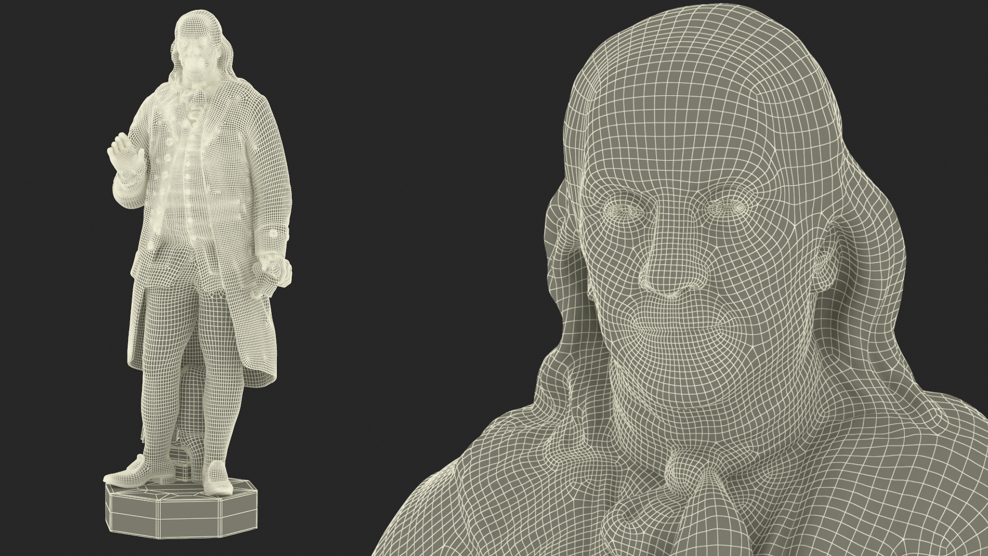 3D Model Benjamin Franklin Standing Statue Marble - TurboSquid 2406240