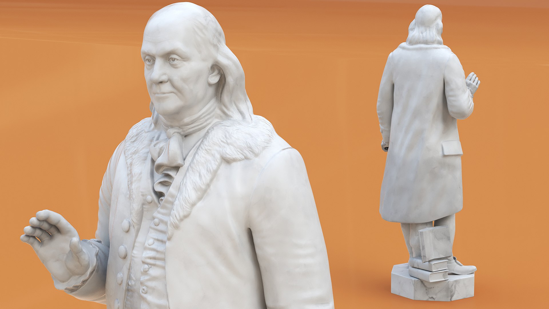 3D Model Benjamin Franklin Standing Statue Marble - TurboSquid 2406240