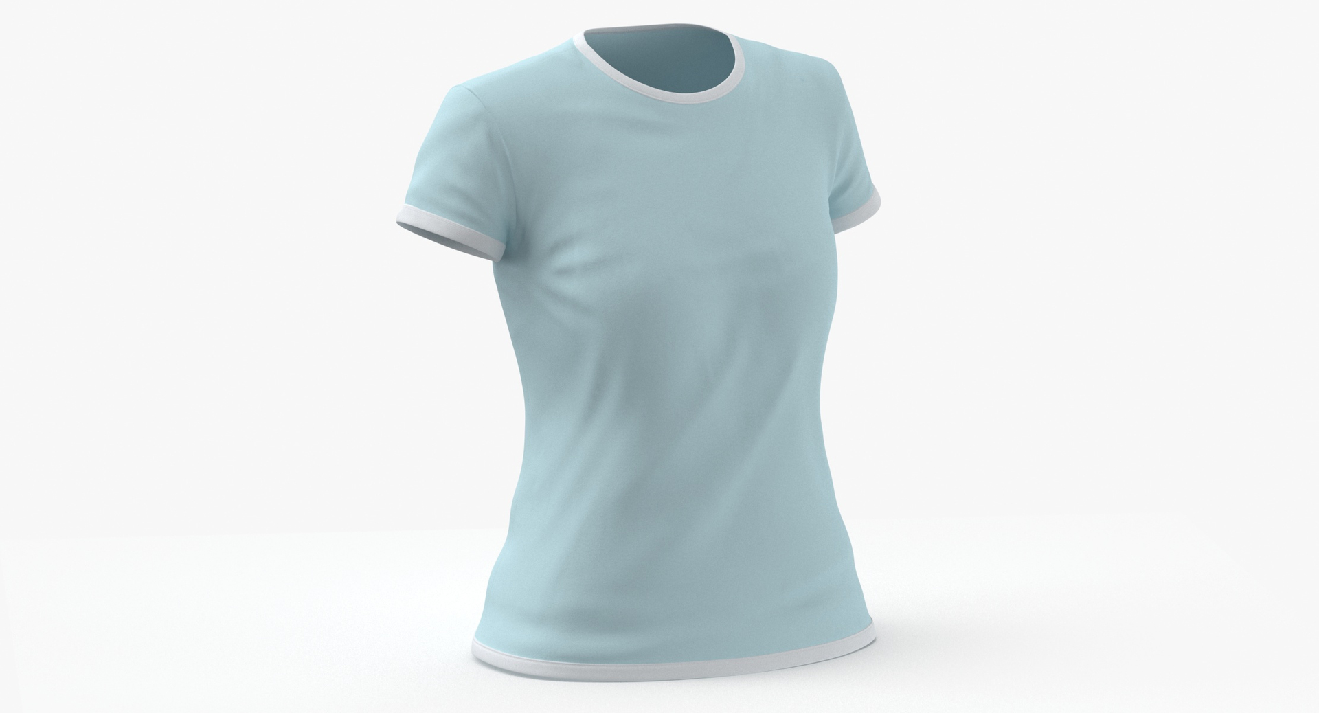 Female Crew Neck Worn White and Blue 02 3D - TurboSquid 1731238