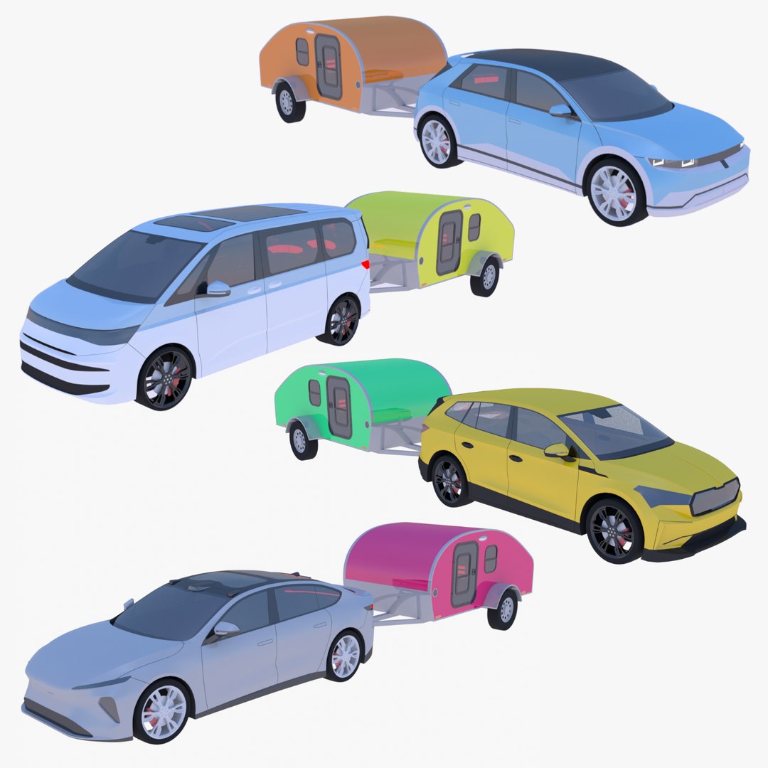 Cars With Caravan Collection III 3D Model - TurboSquid 2182284