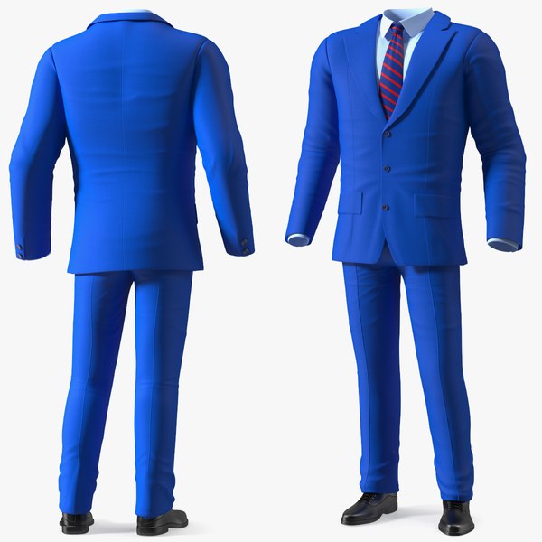 3d mens business suit red