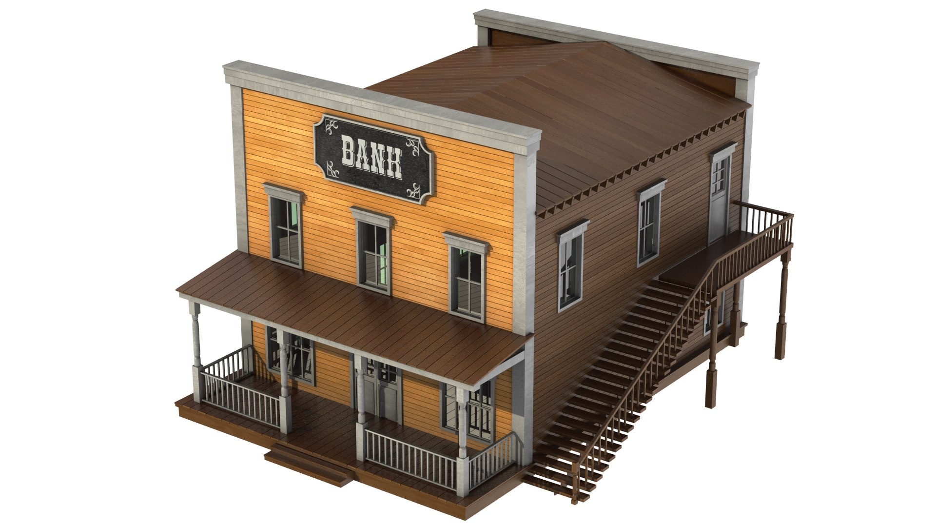 3D Detailed Western Bank - TurboSquid 2164538