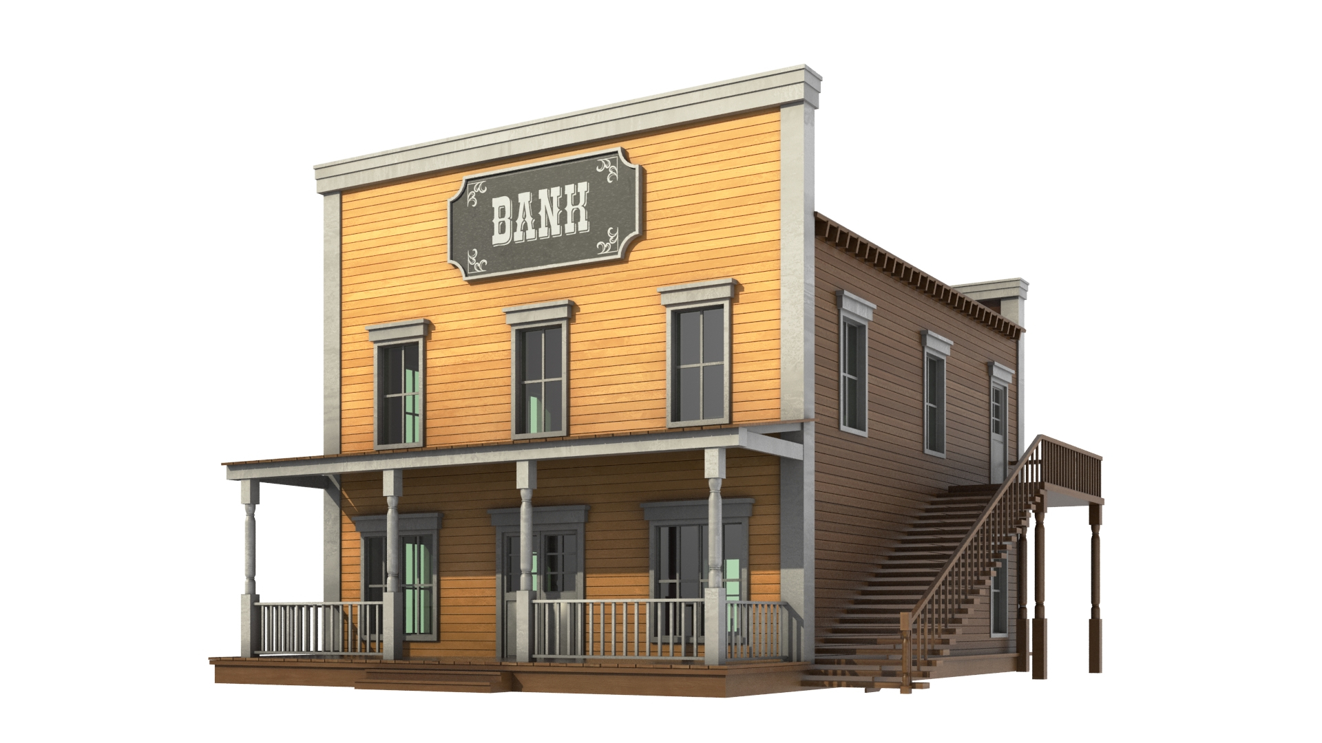 3D Detailed Western Bank - TurboSquid 2164538