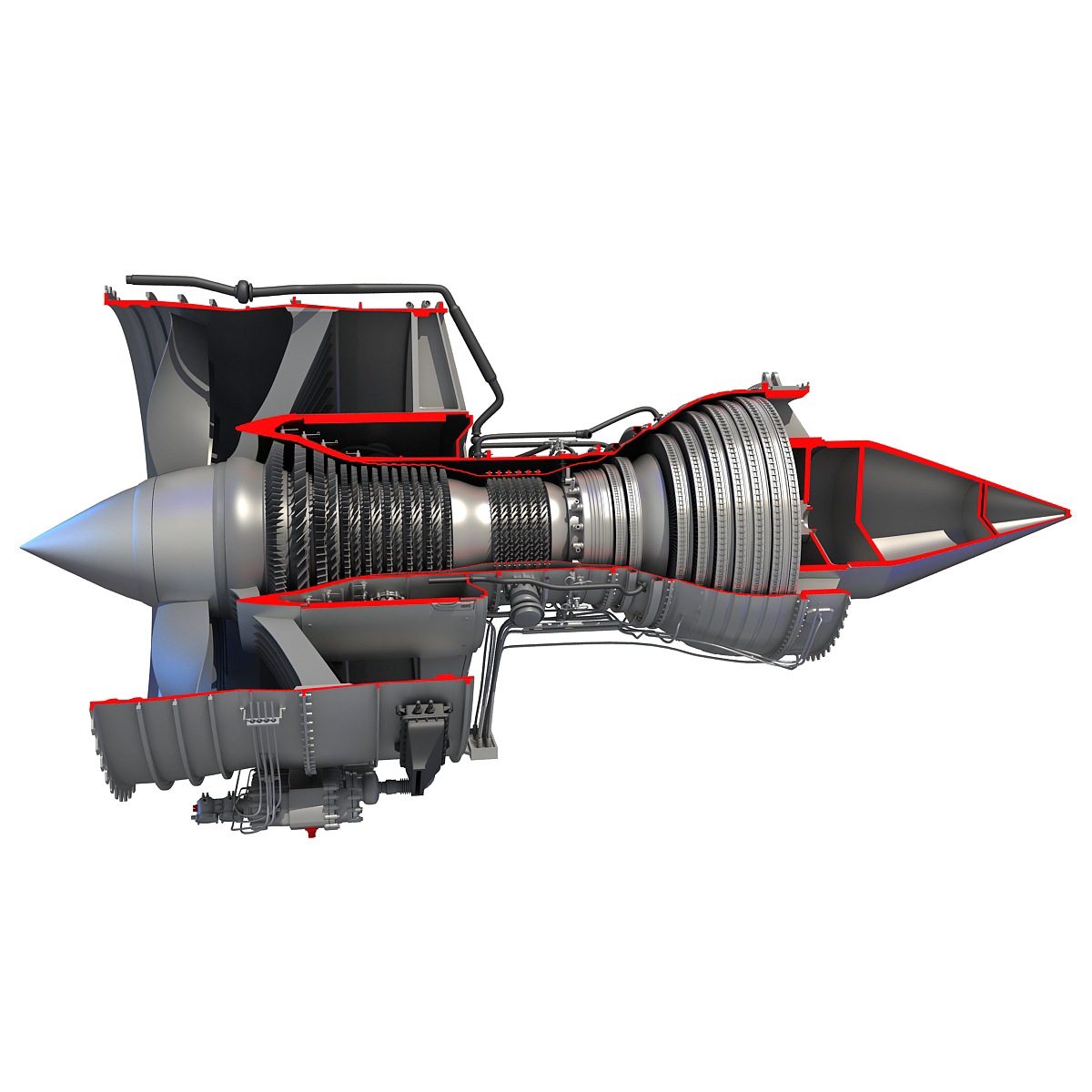 3D turbofan engine cutaway - TurboSquid 1243789