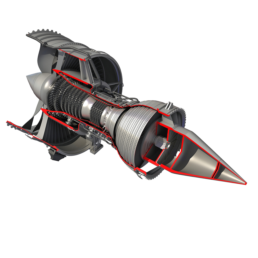 3D turbofan engine cutaway - TurboSquid 1243789