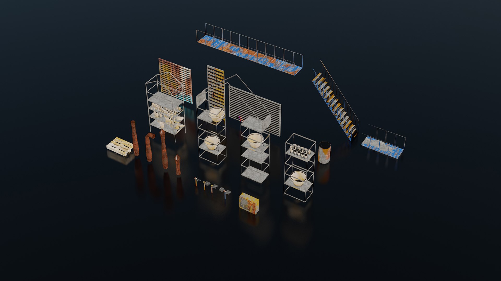 3D Kitbash Shipping Container Themed Model - TurboSquid 1622196