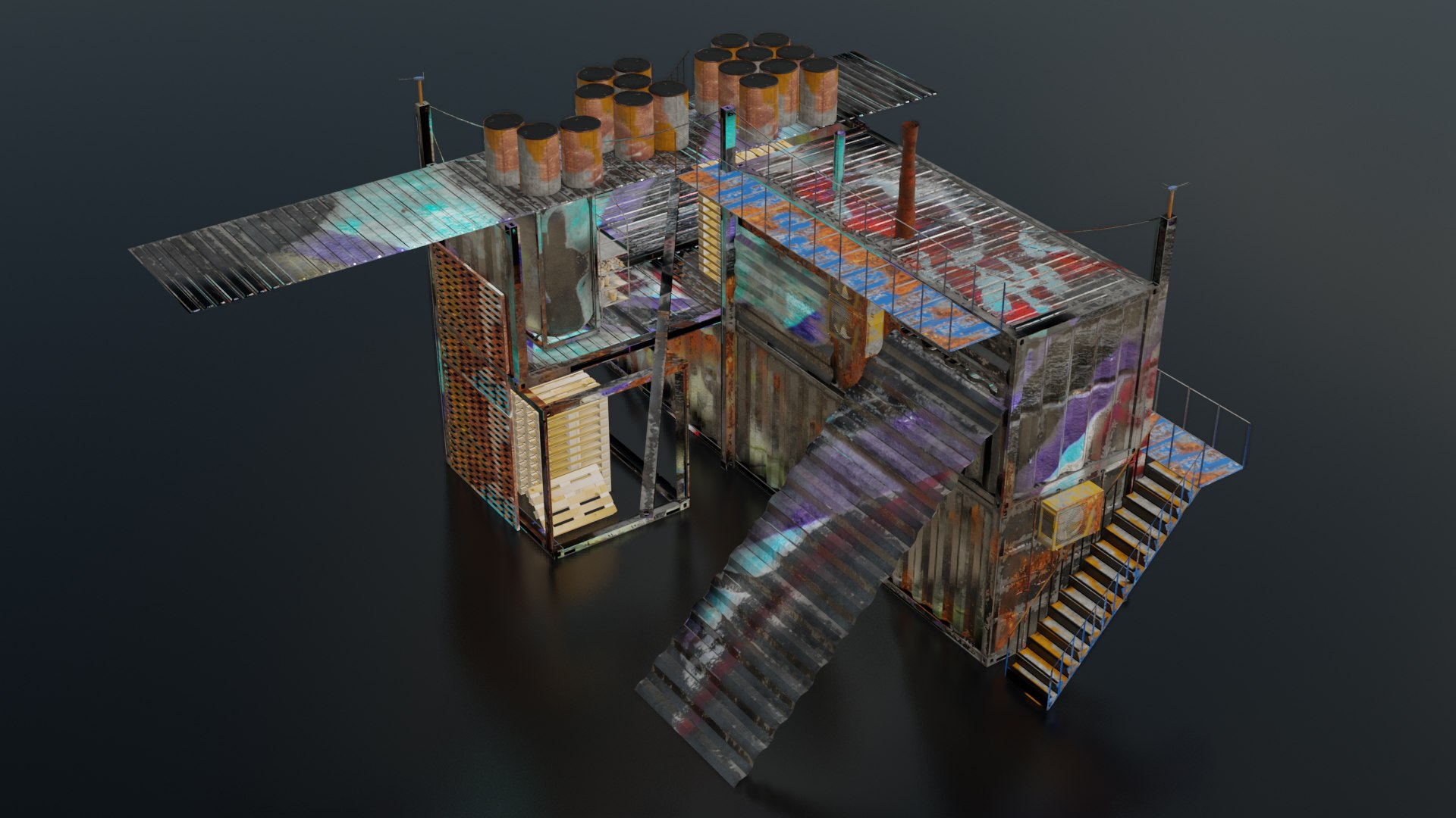 3D Kitbash Shipping Container Themed Model - TurboSquid 1622196