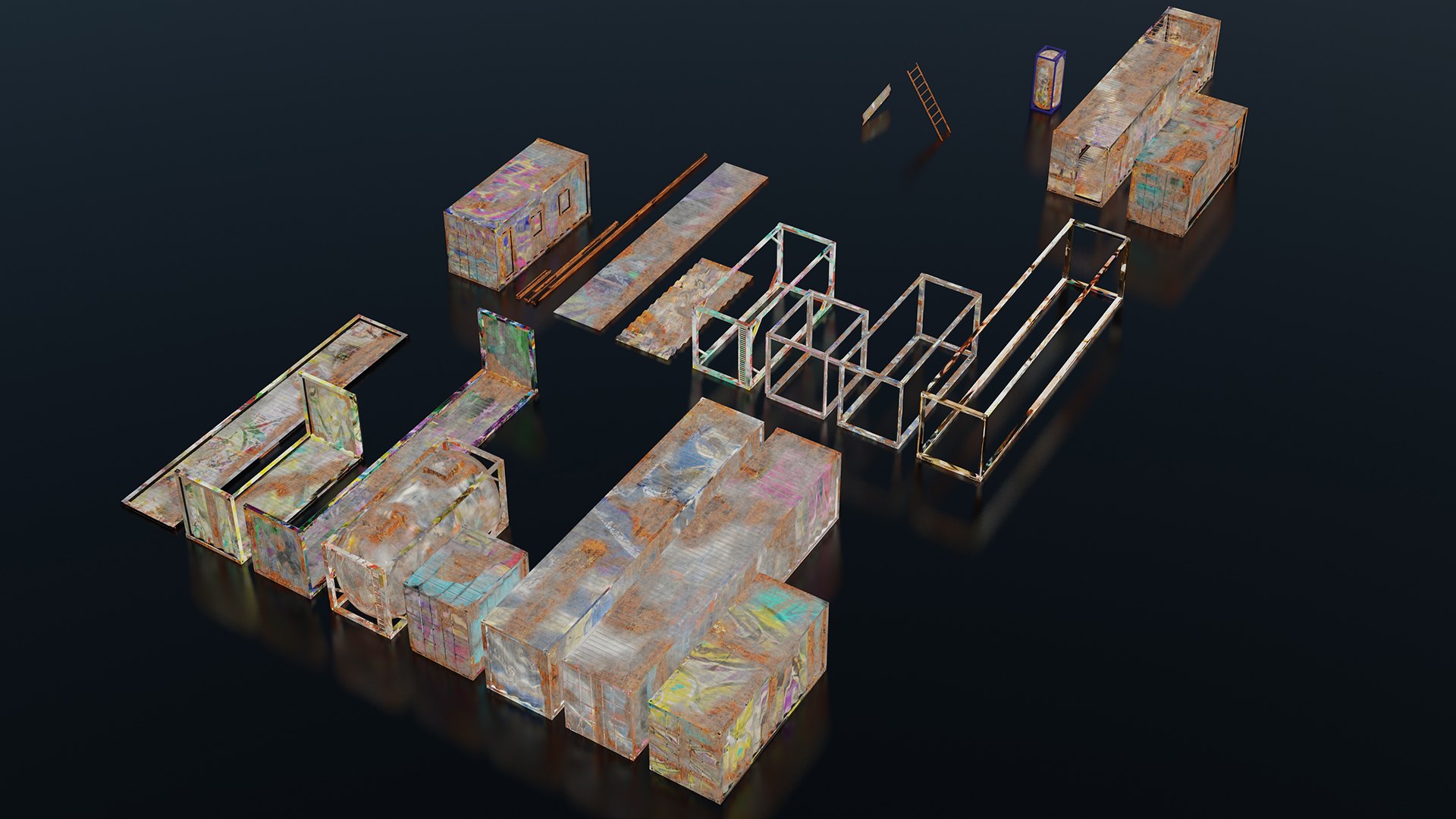 3D Kitbash Shipping Container Themed Model - TurboSquid 1622196