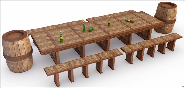 3D model wood table rustic - TurboSquid 1217542