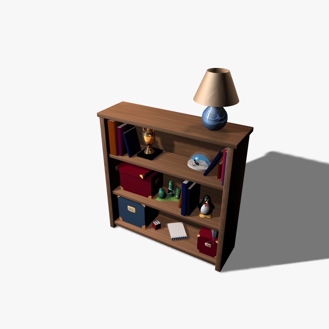 3d Model Cartoon Bookshelf Books