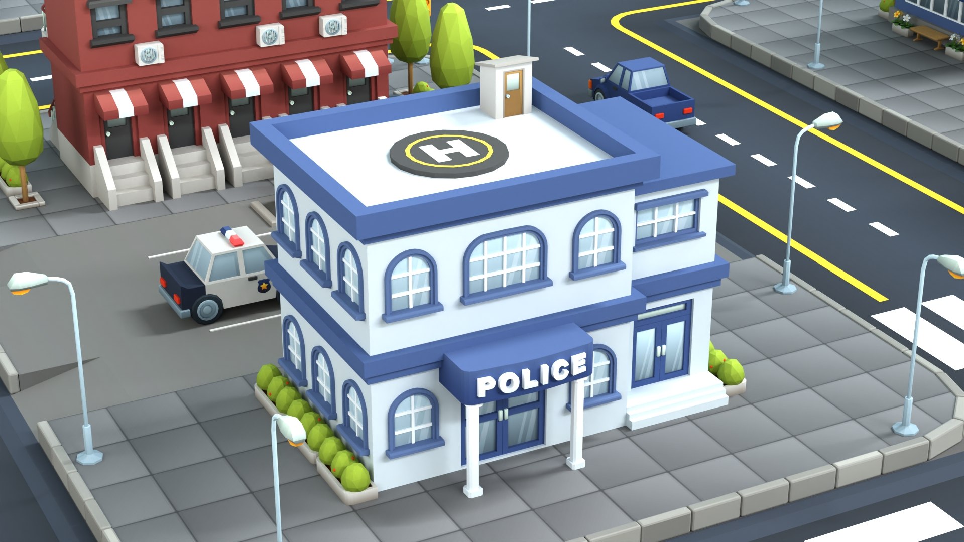 3D Cartoon Low Poly Building Pack Set2 Model - TurboSquid 2243042