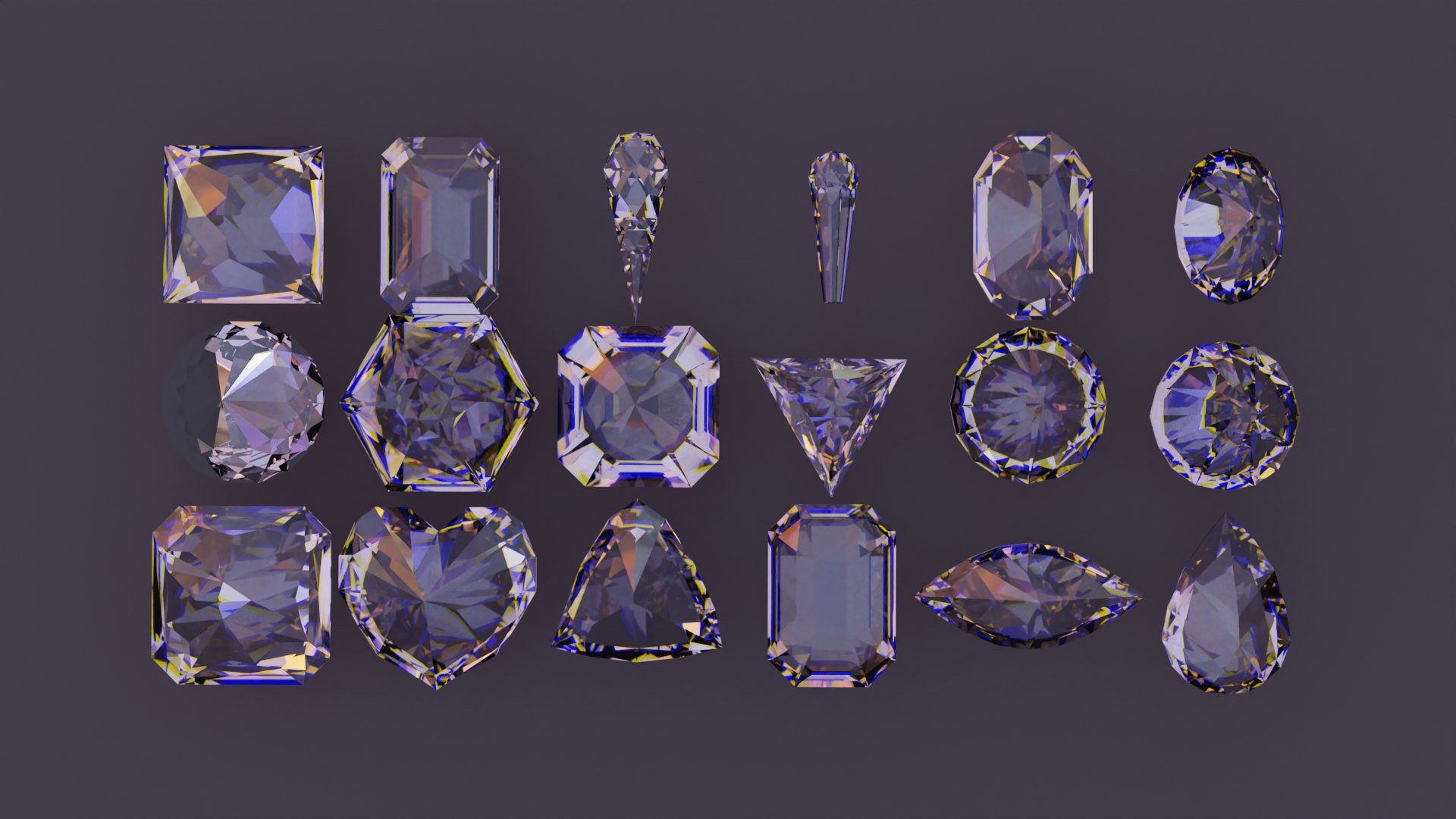 Diamond And Gem Shapes Cut 3D Model - TurboSquid 2113469
