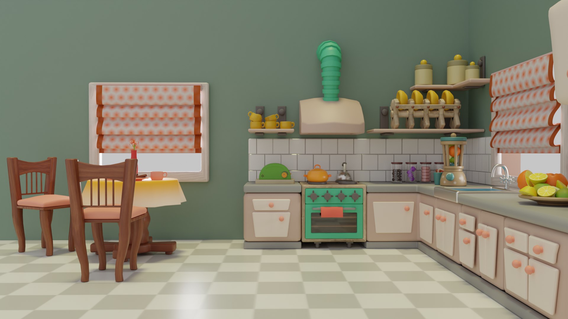 Kitchen Cartoon 3D Model - TurboSquid 2284386