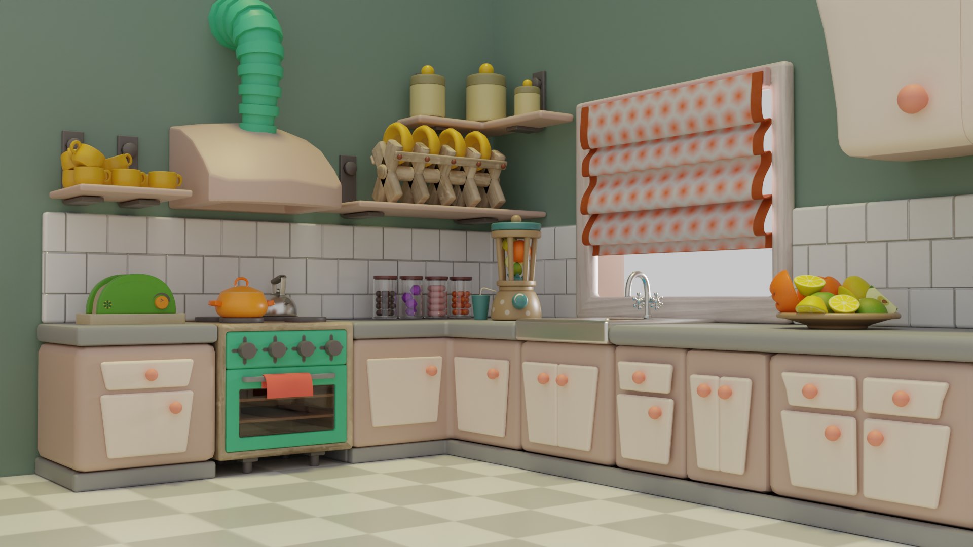 Kitchen Cartoon 3D Model - TurboSquid 2284386