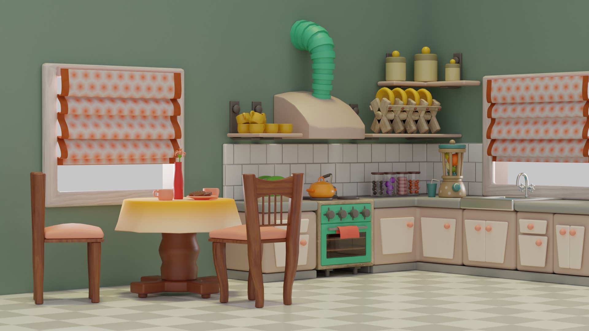 Kitchen Cartoon 3D Model - TurboSquid 2284386