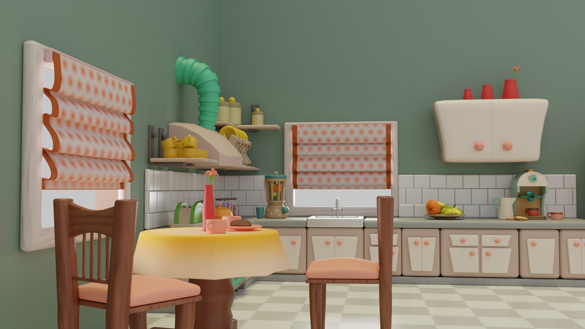Kitchen Cartoon 3D Model - TurboSquid 2284386