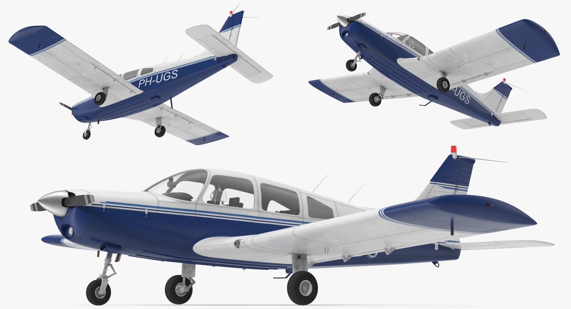 3d Piper Pa-28-161 Cherokee Rigged Model