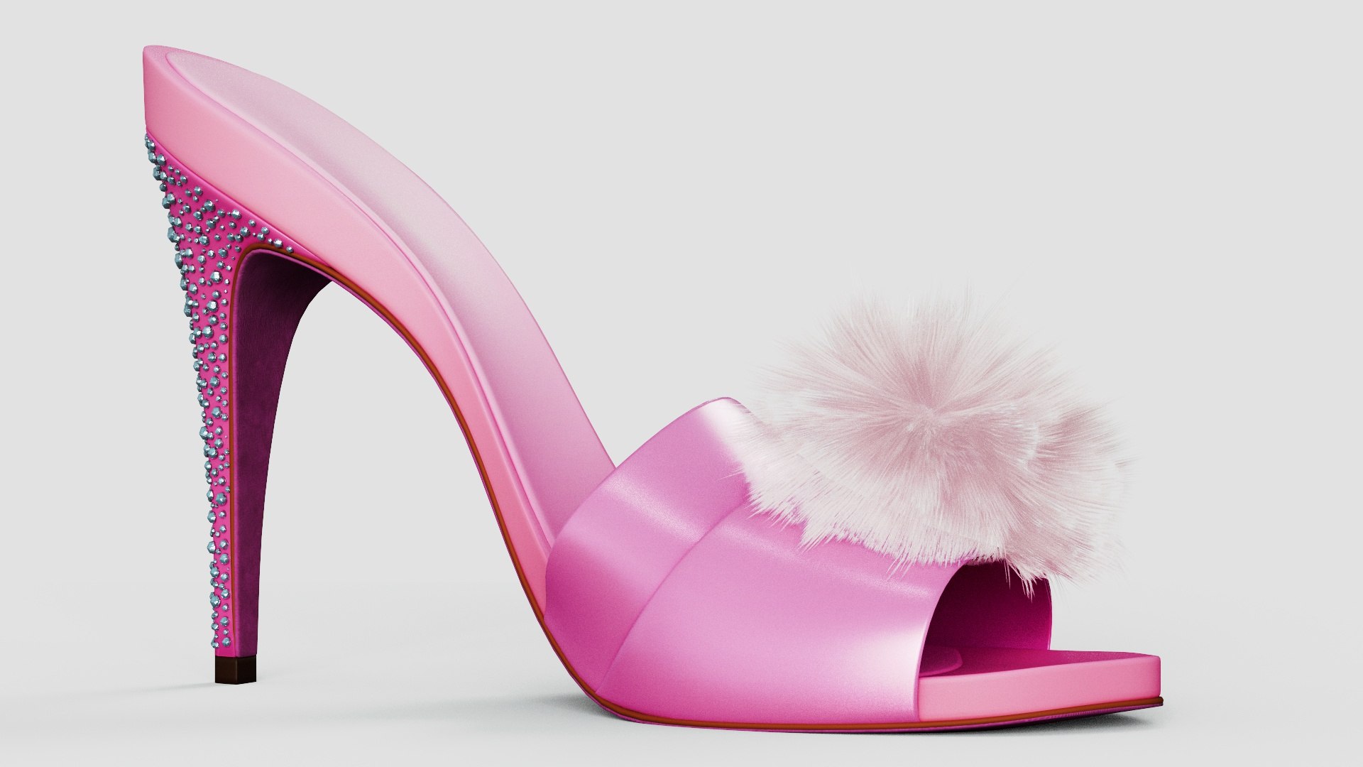 Barbies Classic Stiletto Mule Heels - Fluffy Mules 3D Model ...