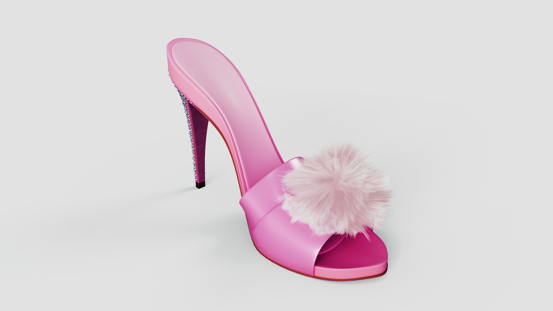 Barbies Classic Stiletto Mule Heels - Fluffy Mules 3D Model ...
