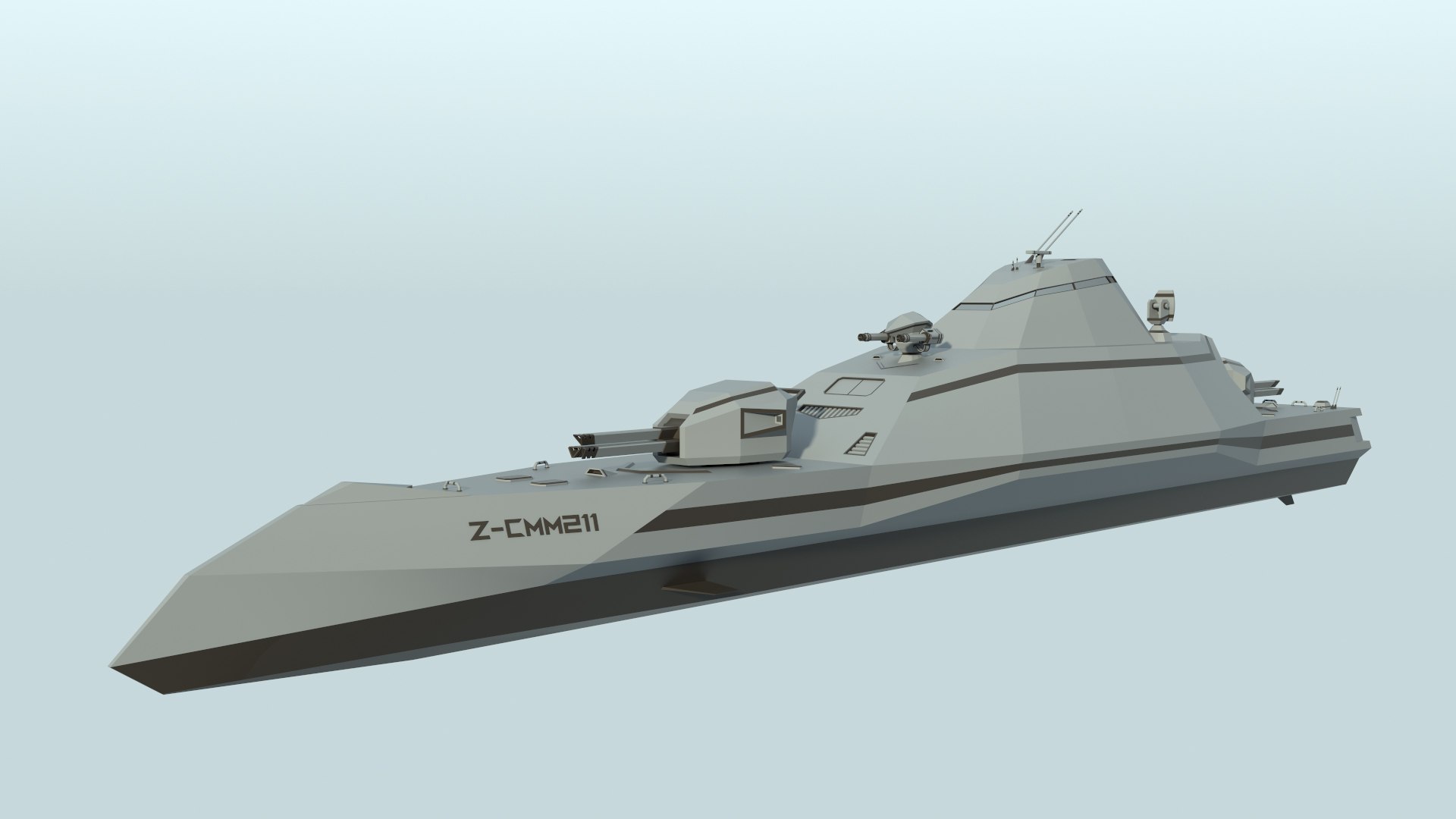 Futuristic Military Stealth Ship 3D Model - TurboSquid 1728545