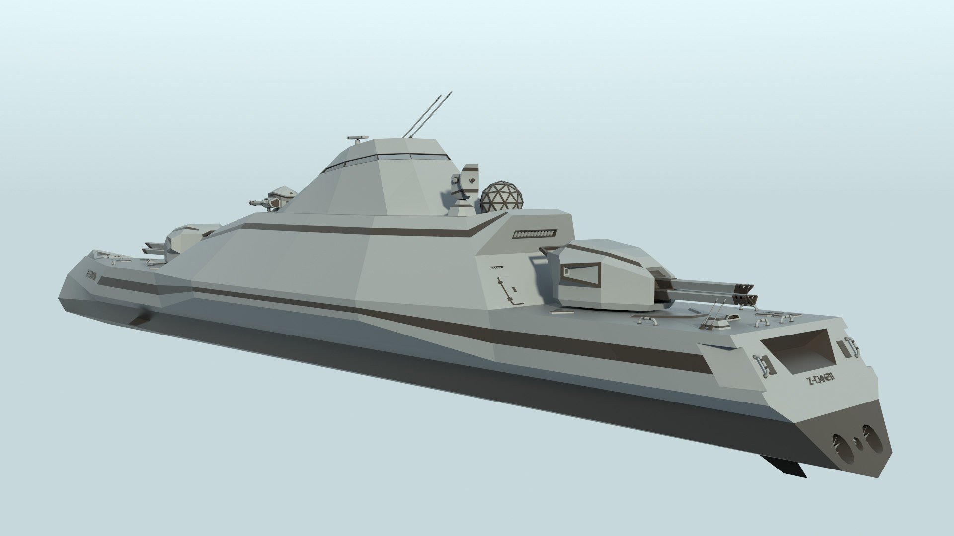 Futuristic Military Stealth Ship 3D model - TurboSquid 1728545