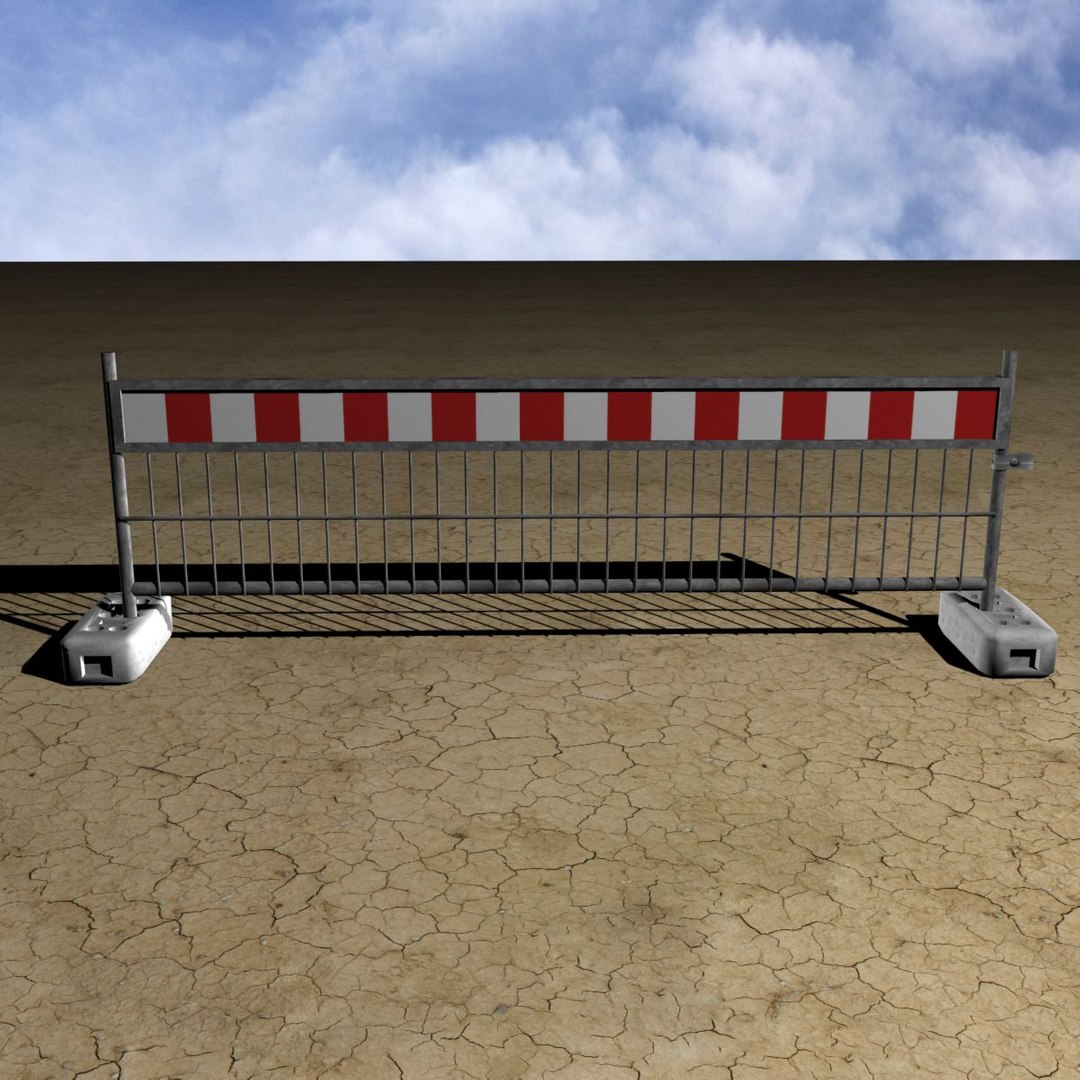 3d model red-white construction barrier