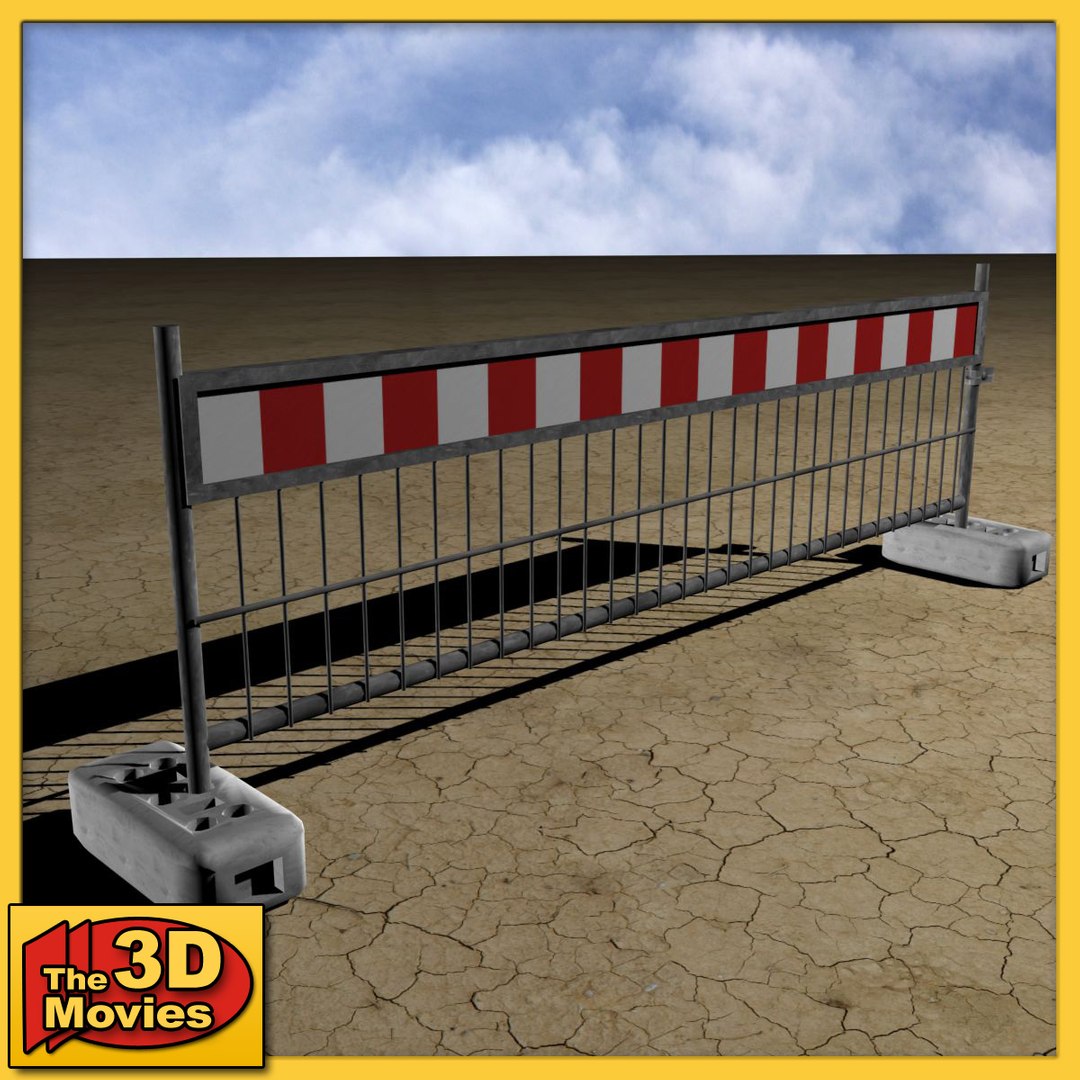 3d model red-white construction barrier