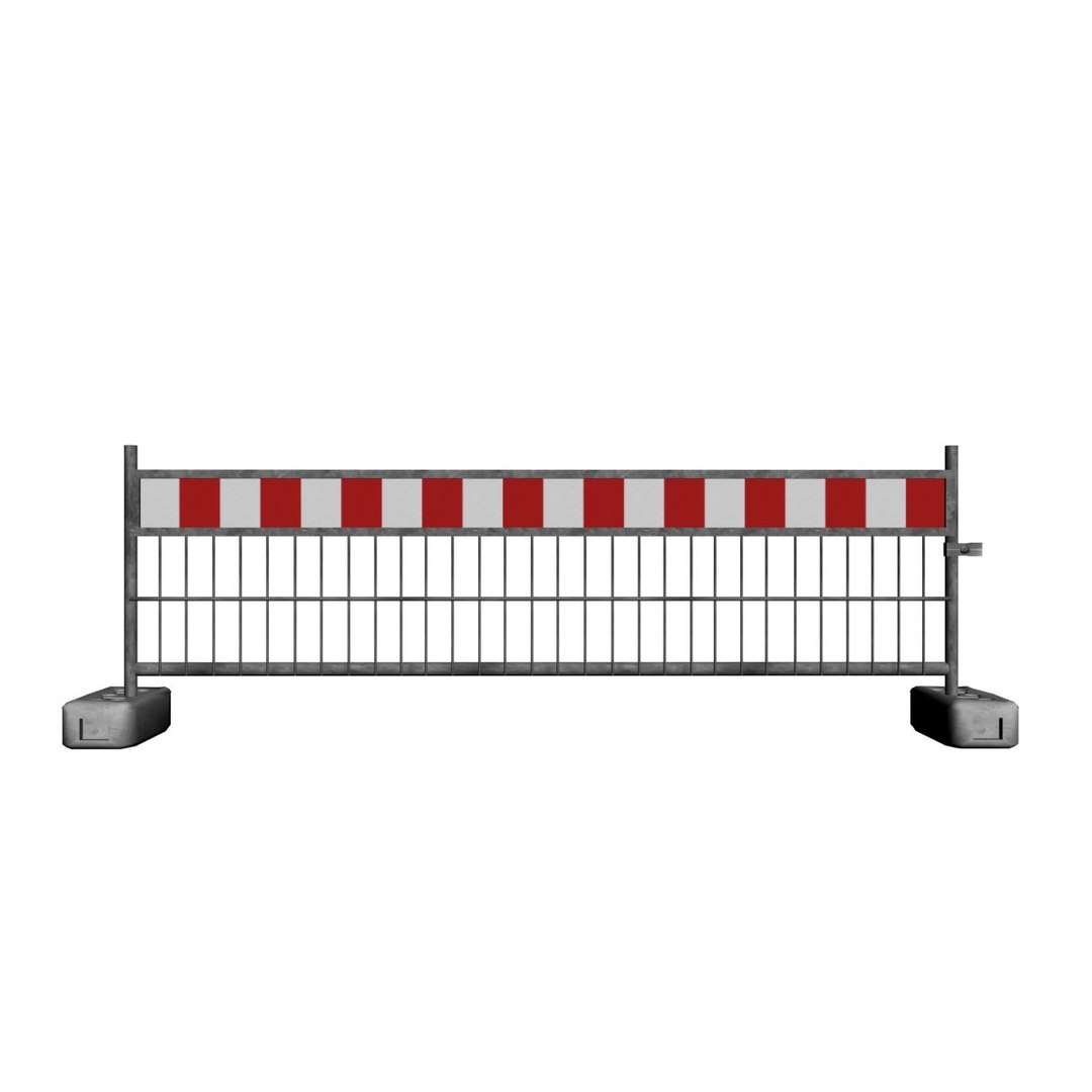 3d model red-white construction barrier
