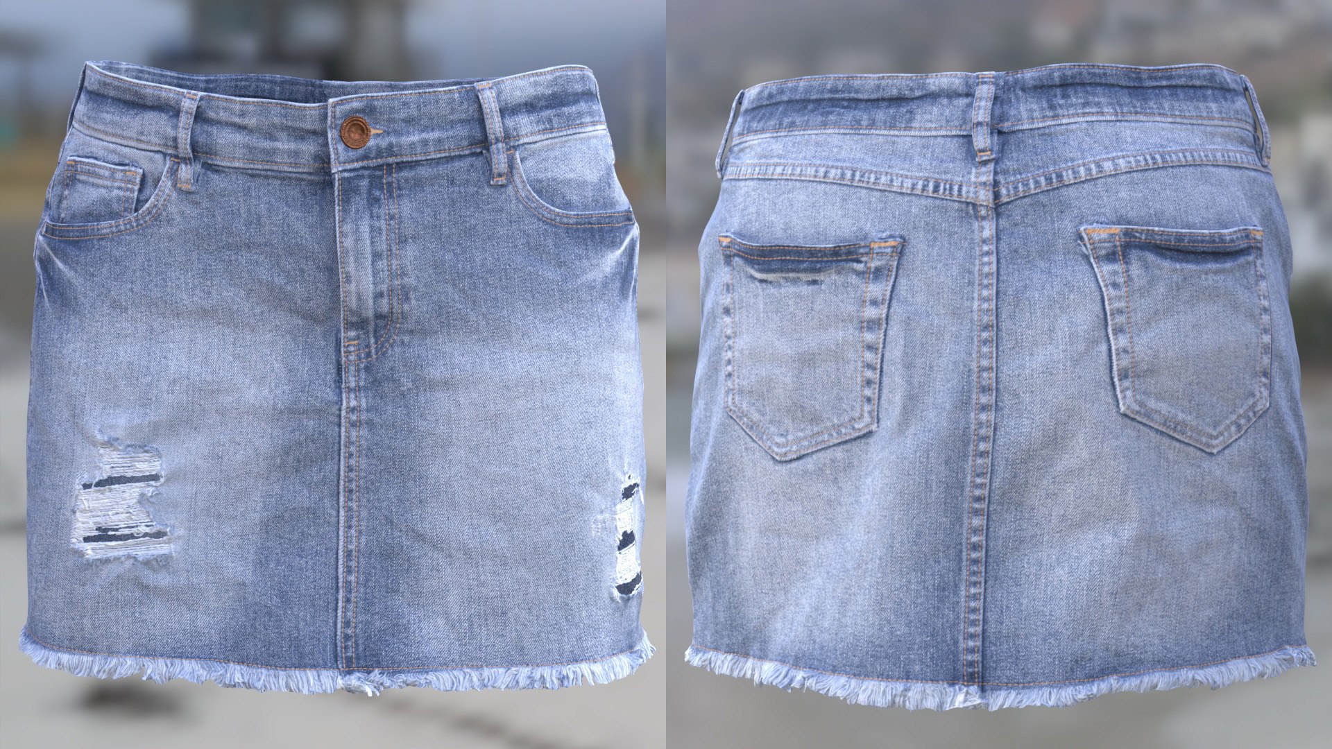 3D Man And Woman In Denim Skirt 87 - TurboSquid 2270924
