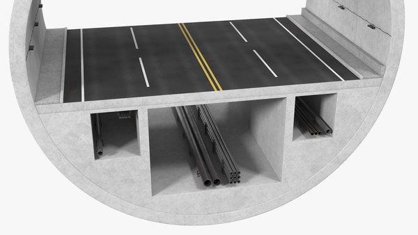 modelo 3d Sección transversal de un túnel de carretera - TurboSquid 2268776