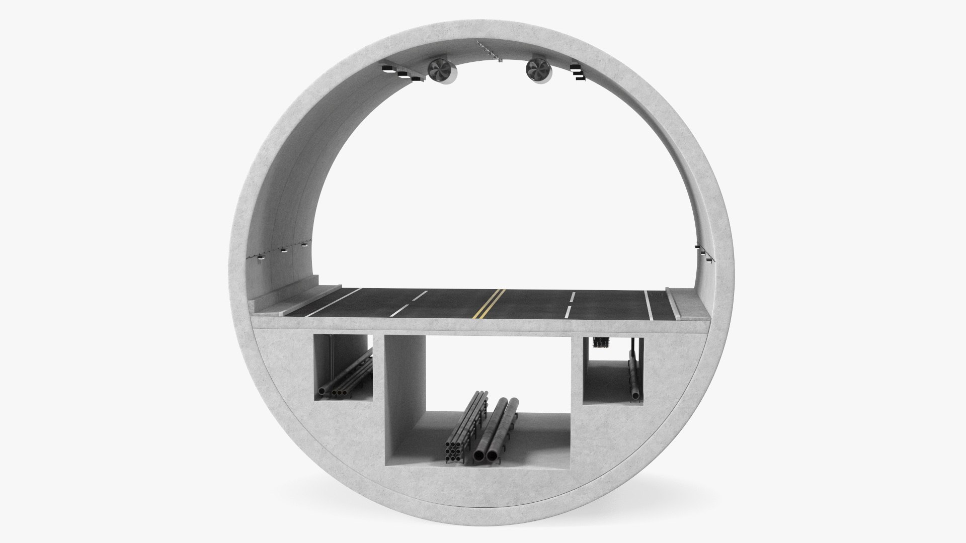 Road Tunnel Cross Section - TurboSquid 2268776