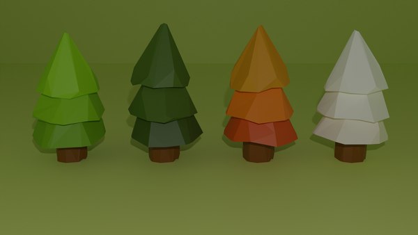 3D Low Poly Fir Trees - Four Season Pack 1 - TurboSquid 1967059