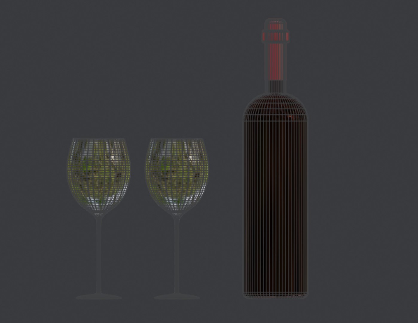 Wine bottle glasses model - TurboSquid 1660998