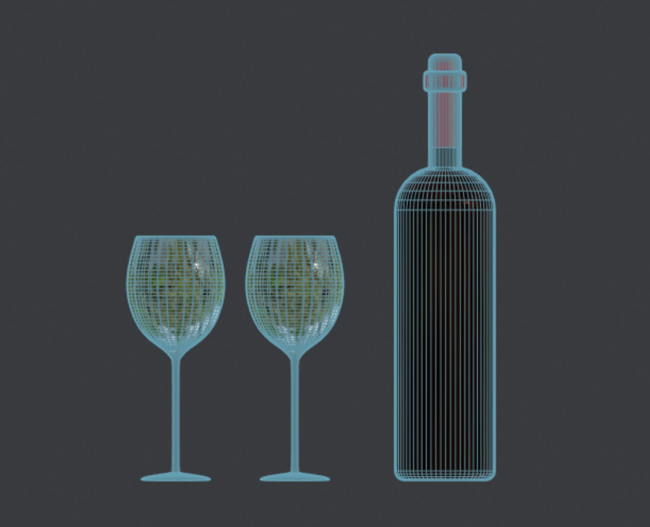 Wine bottle glasses model - TurboSquid 1660998