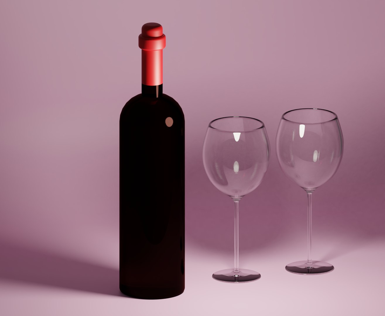 Wine bottle glasses model - TurboSquid 1660998
