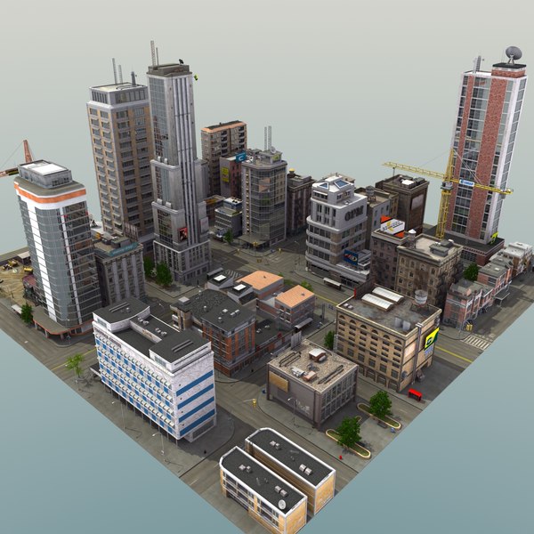 modular city buildings hd 3d max