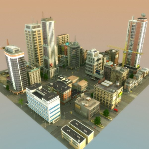 modular city buildings hd 3d max