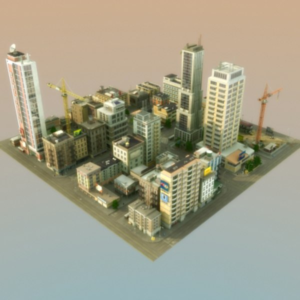 modular city buildings hd 3d max