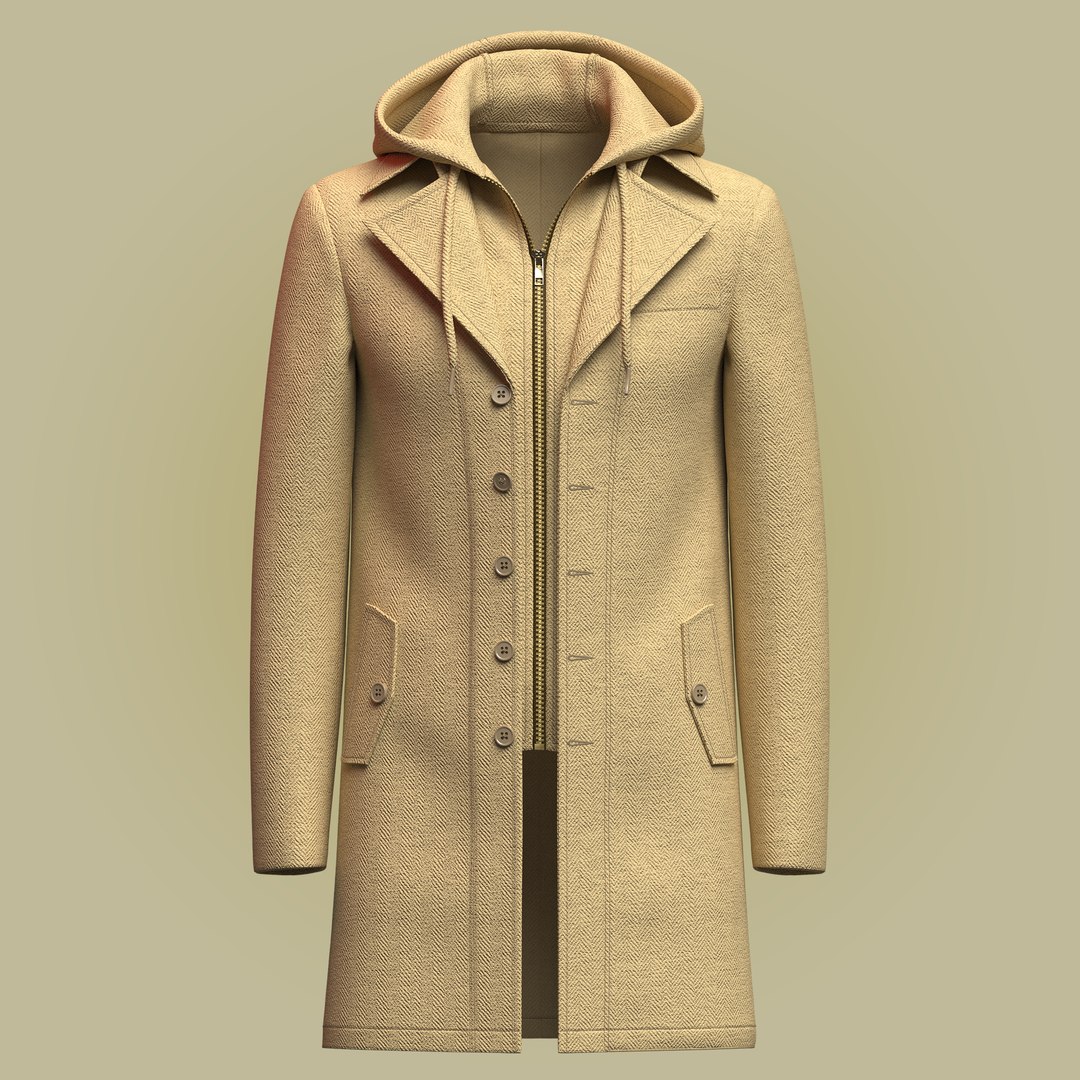 3D Model Trench Coat With Hood 3d Model - TurboSquid 2167665