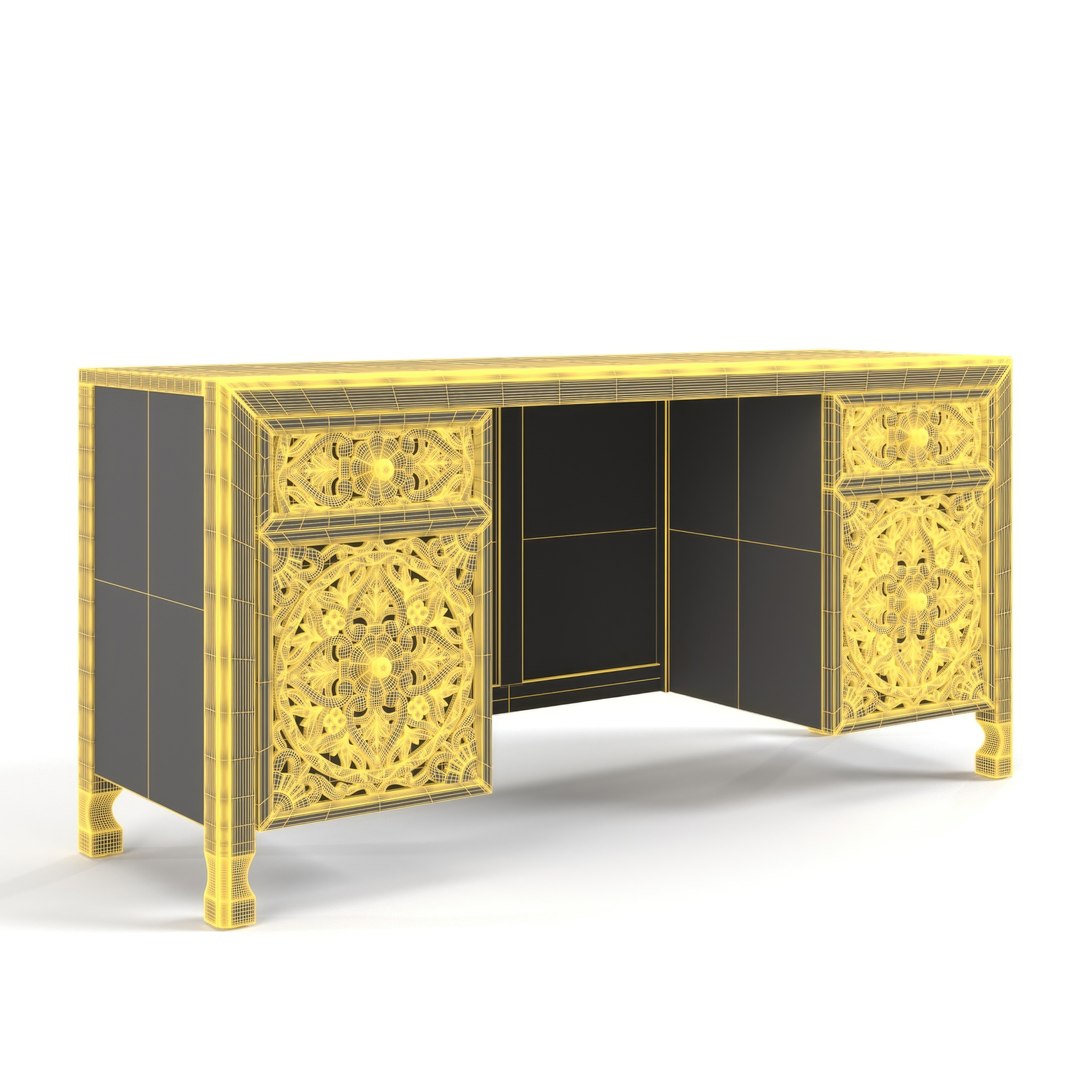 3D Handcarved Lombok Executive Desk PBR Model - TurboSquid 2227618