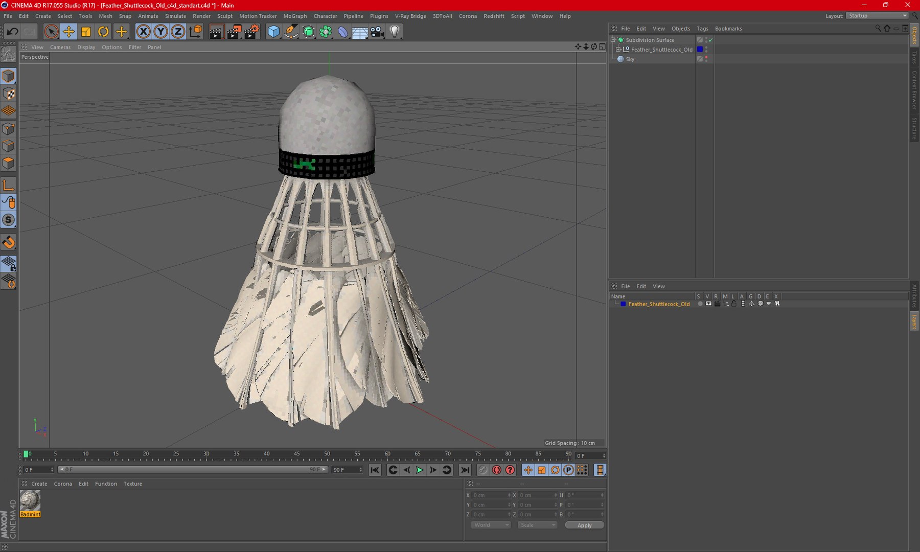 Feather Shuttlecock Old 3D Model - TurboSquid 2191852