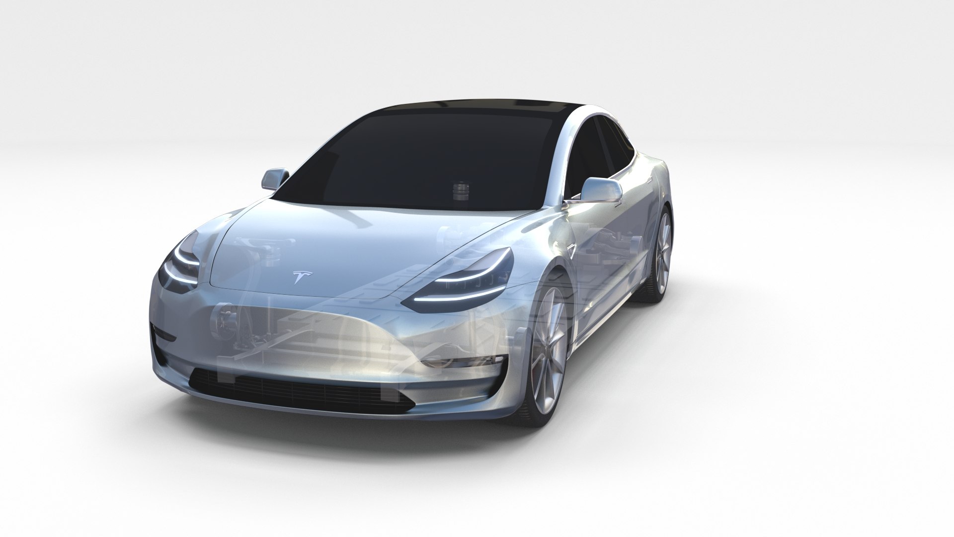 Tesla 3 Chassis 3D - TurboSquid 1565992