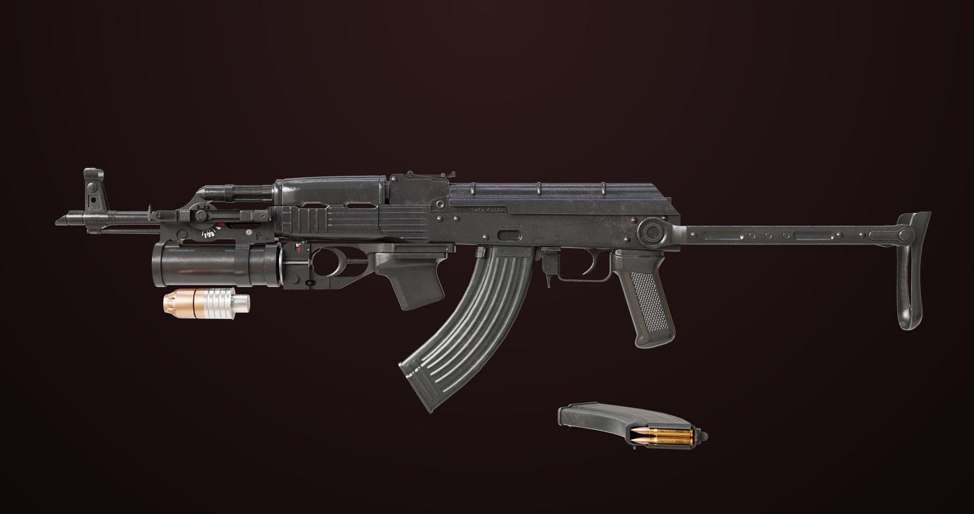 AKMS Leichtes Maschinengewehr 10 Metall Alle PBR Unity 3D-Modell ...