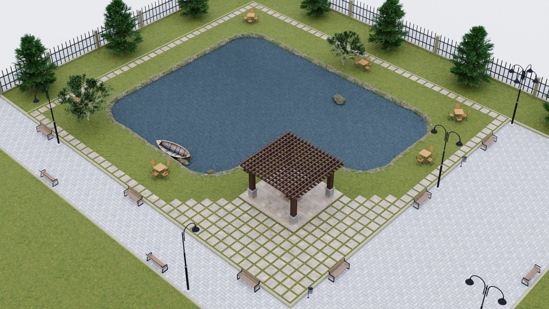 3D Garden Park Modular Model - TurboSquid 1898121