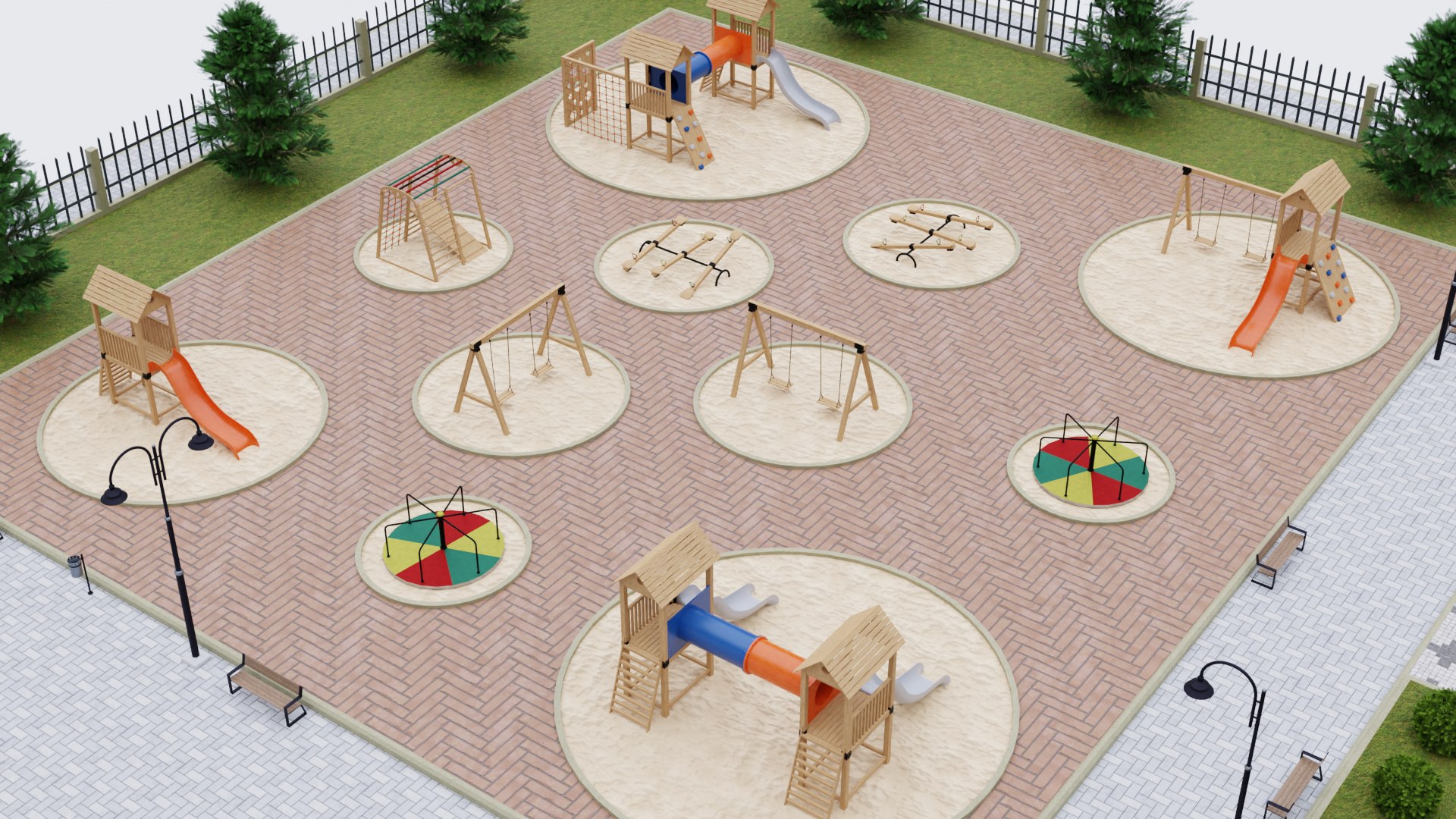 3D Garden Park Modular Model - TurboSquid 1898121