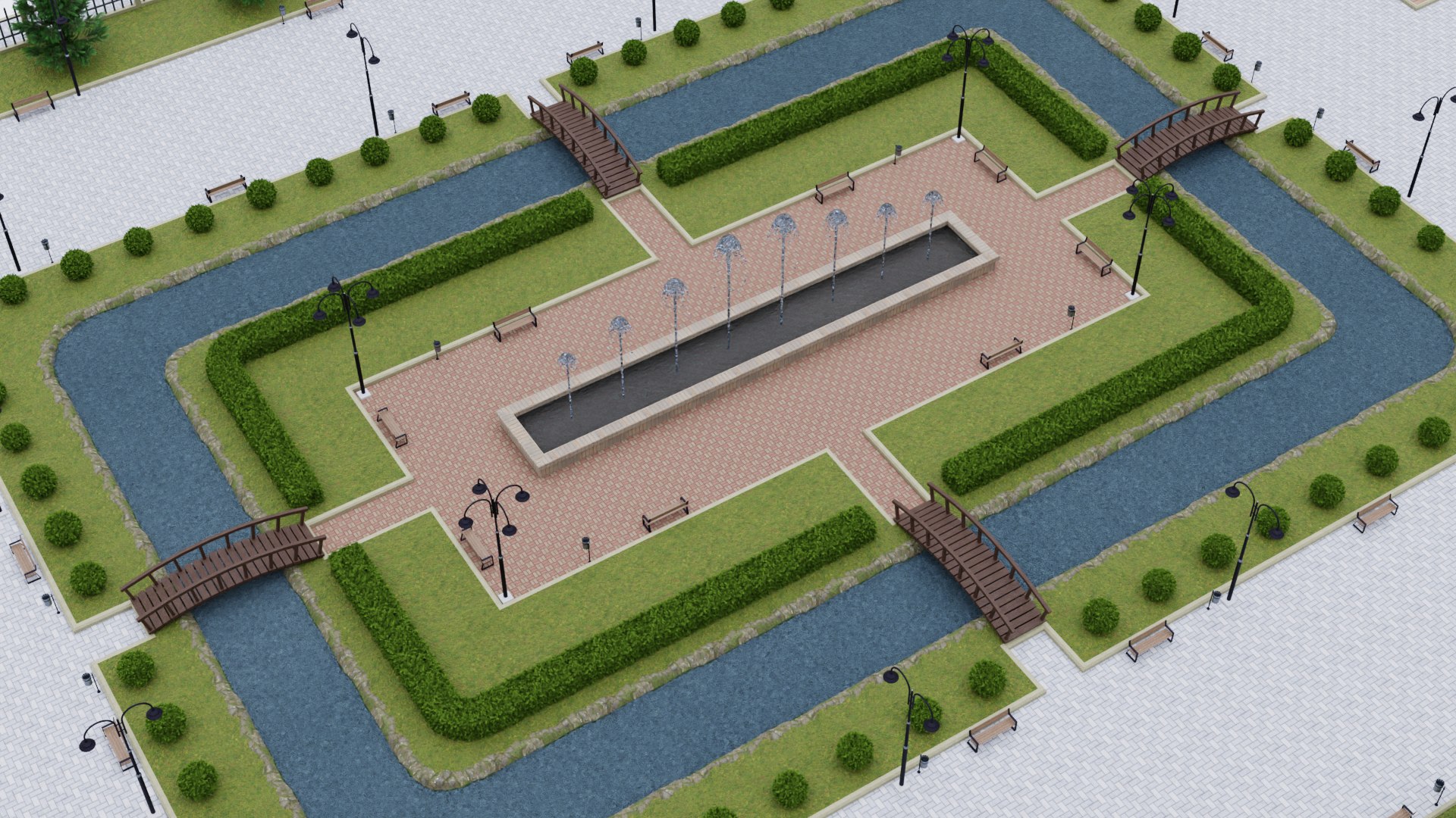3D Garden Park Modular Model - TurboSquid 1898121