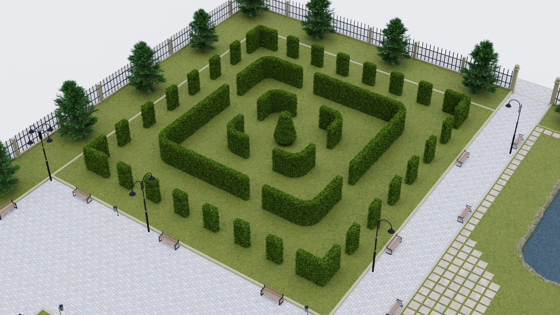 3D Garden Park Modular Model - TurboSquid 1898121